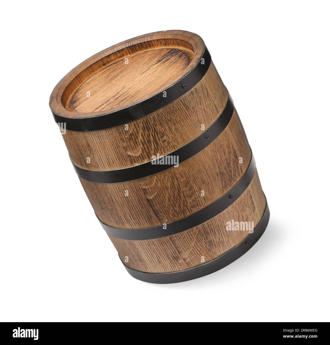 One traditional wooden barrel isolated on white Stock Photo - Alamy