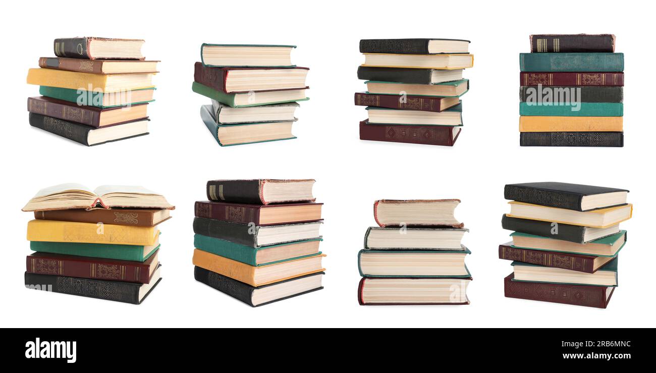 Stacked books Cut Out Stock Images & Pictures - Alamy