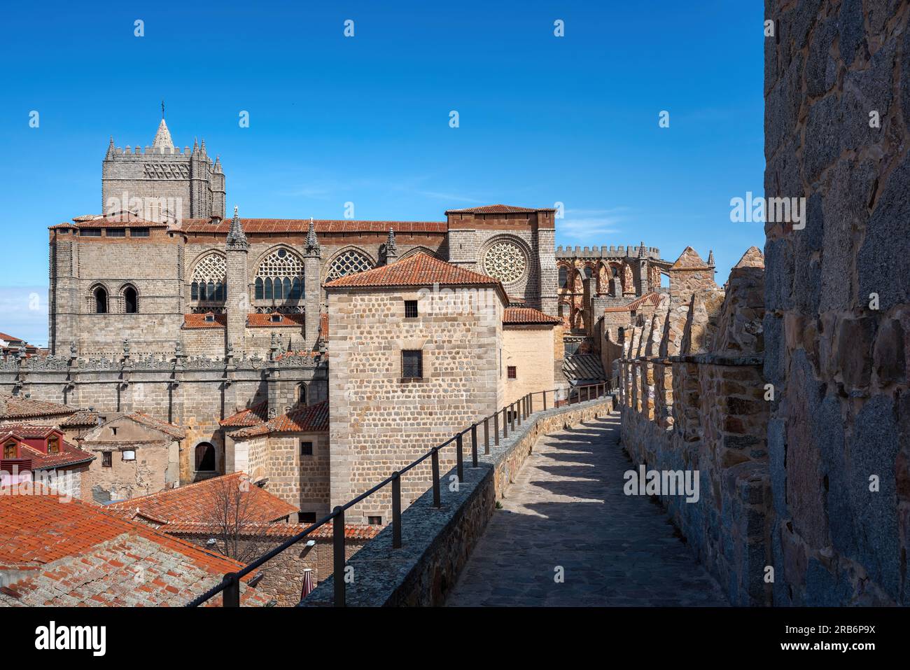 Avila Cathedral and Avila Walls - Avila, Spain Stock Photo - Alamy