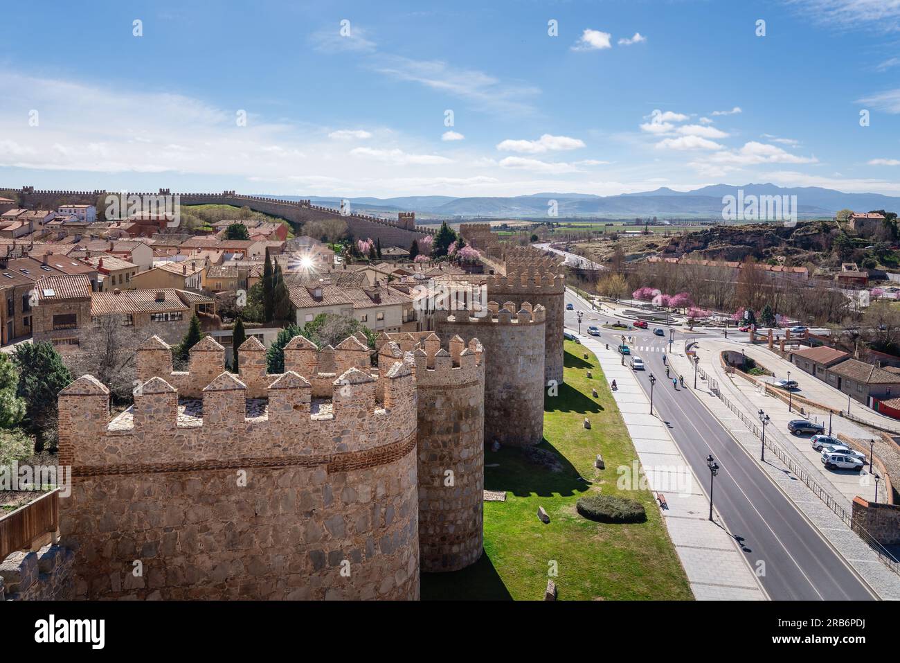 Aerial view of Avila and Walls Towers - Avila, Spain Stock Photo - Alamy