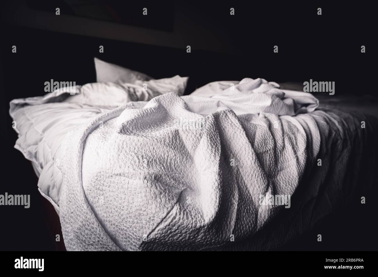 crumpled sheets of a hotel bed in the morning Stock Photo - Alamy