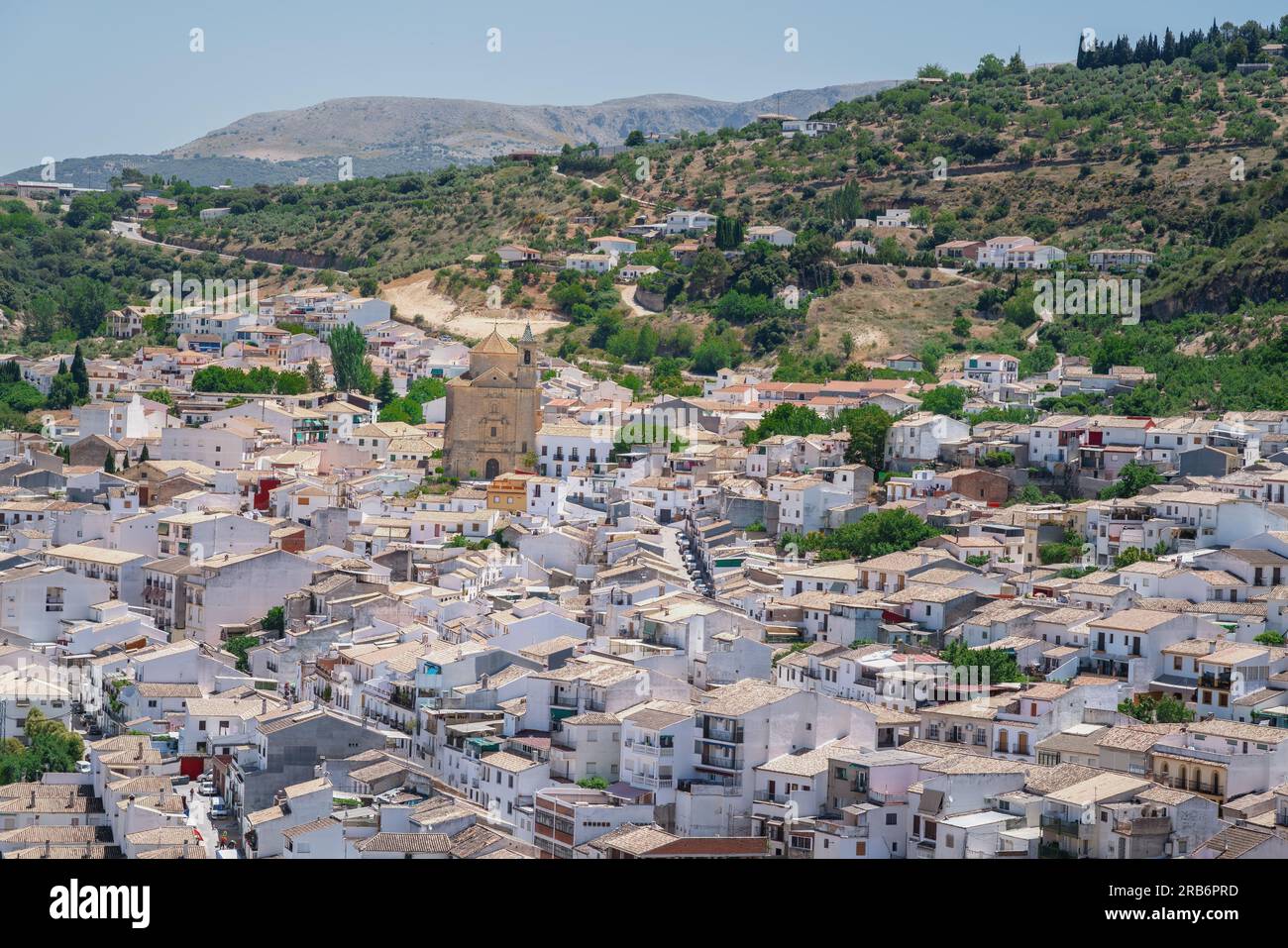 Aerial view of Montefrio with Convent and Church of San Antonio ...