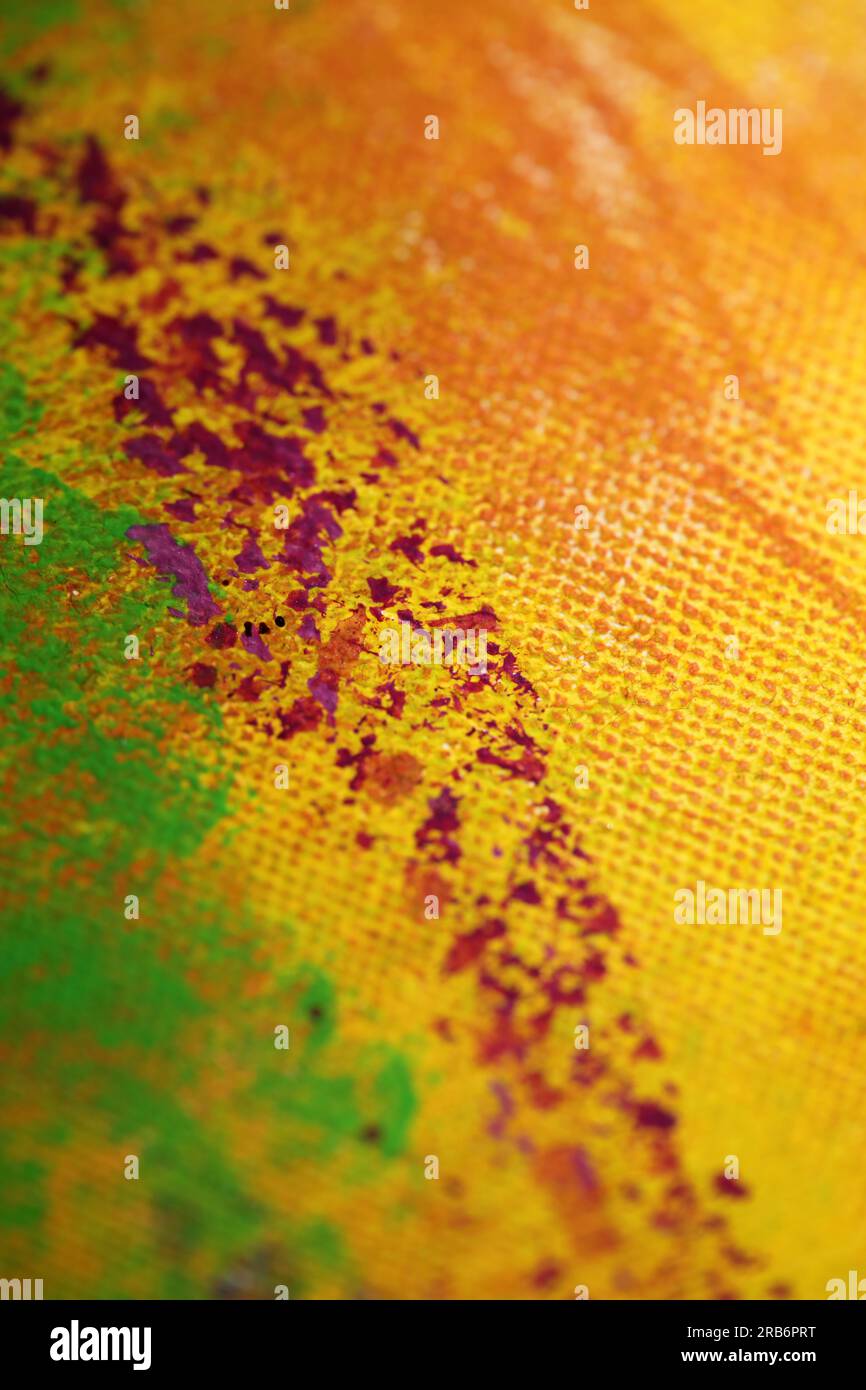 Abstract acrylic watercolor smear color painting on canvas horizontal ...