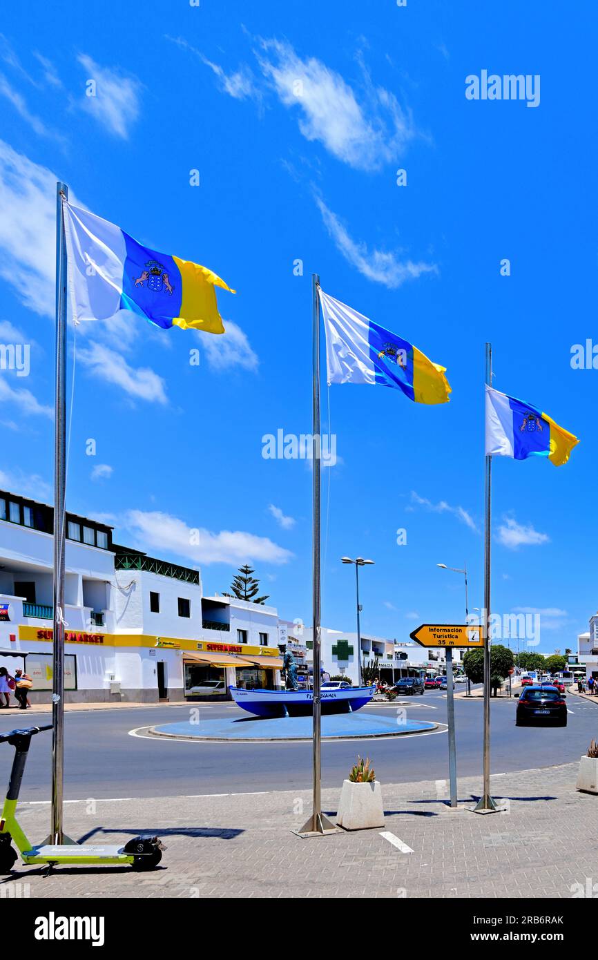 Lanzarote Canary Islands Puerto de Playa Blanca town centre showing ...