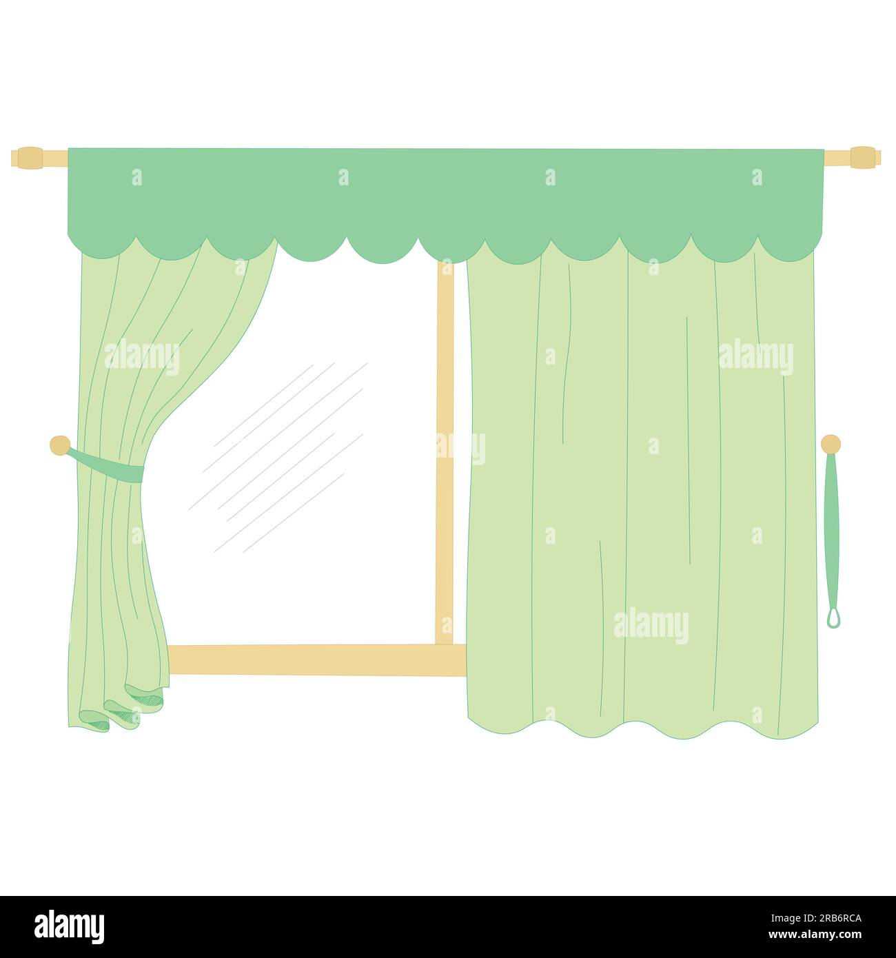 Curtain flat vector in cartoon style. Furniture icon in doodle style ...
