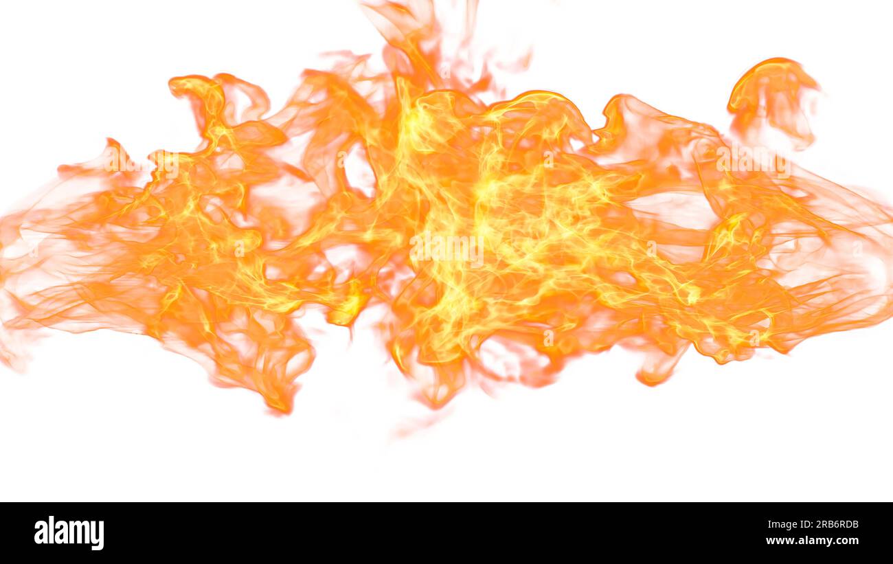 3d illustration. Tongues of flame collide from opposite sides on a ...