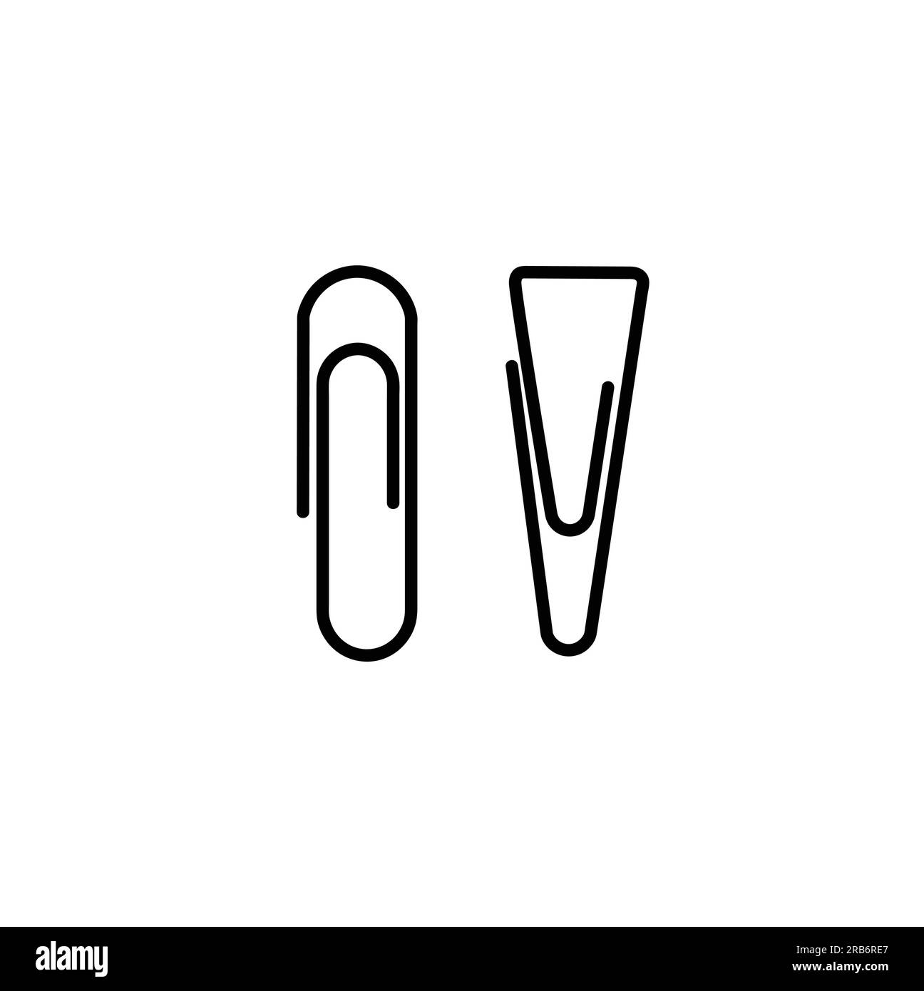 Paper clips silhouette vector on white background. Office supply icons ...