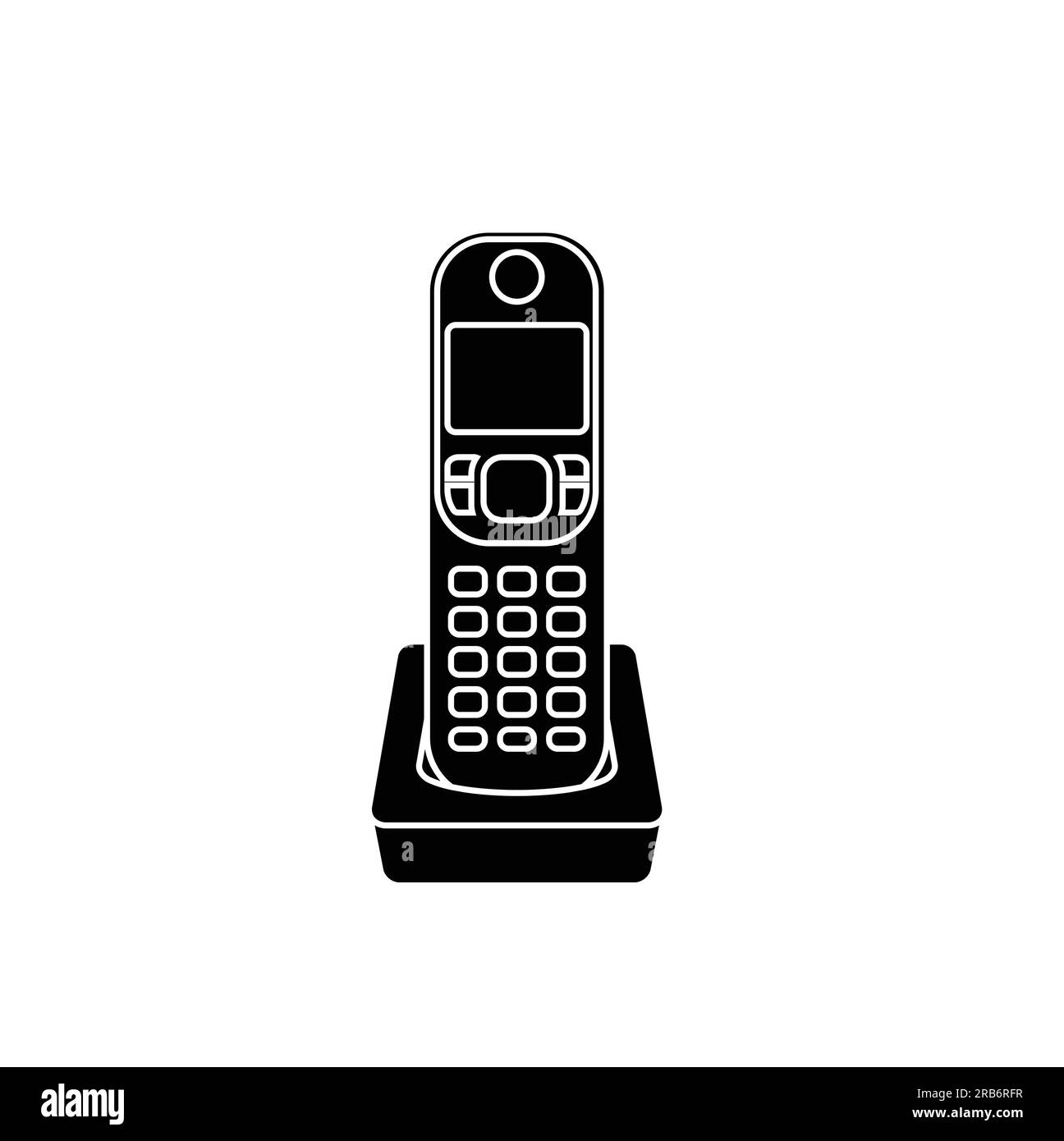 Telephone flat silhouette vector on white background. Office supply ...