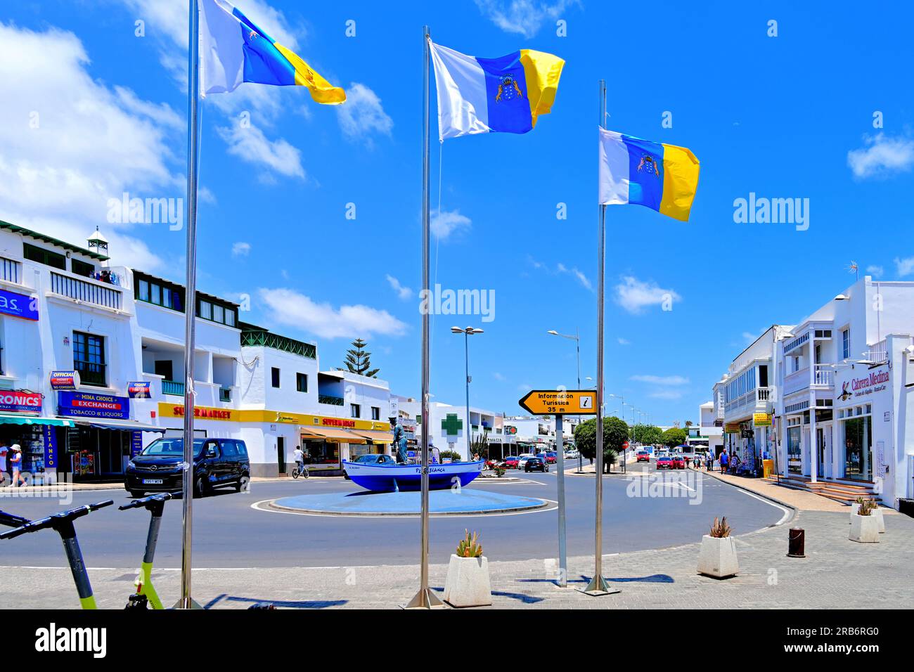 Lanzarote Canary Islands Puerto de Playa Blanca town centre showing ...