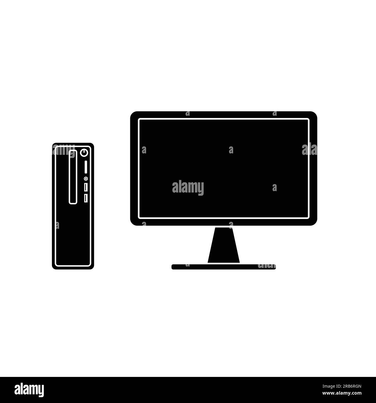 Computer flat silhouette vector on white background. Office supply ...