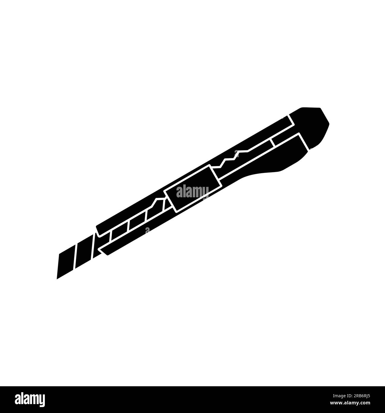 Cutter knife flat silhouette vector on white background. Office supply ...