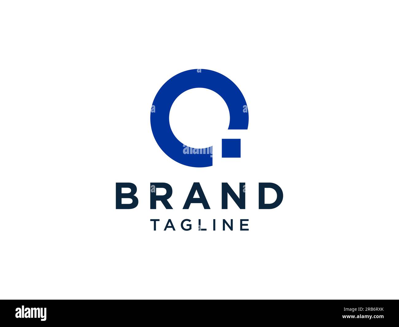 Abstract Initial Letter Q Logo. Blue Circle Shape Linear isolated on ...