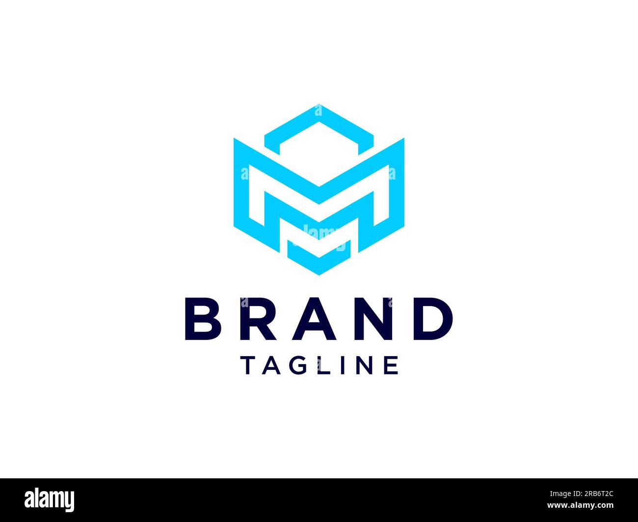 Abstract Initial Letter M Logo. Blue Shape Origami Style isolated on ...