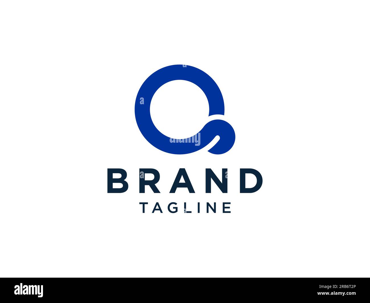 Abstract Initial Letter Q Logo. Blue Circle Shape Linear isolated on ...