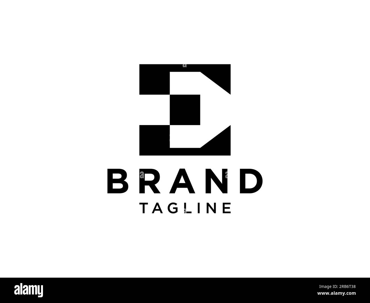 Abstract Initial Letter E Logo. Black Rounded Cutout Style isolated on ...