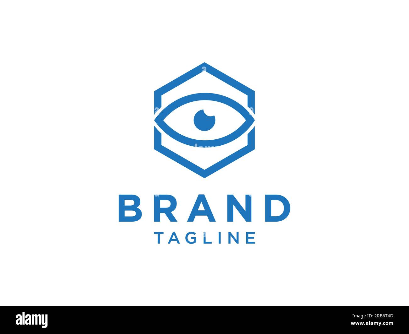 Abstract Eye Logo. Blue Linear Style with Square Frame isolated on ...