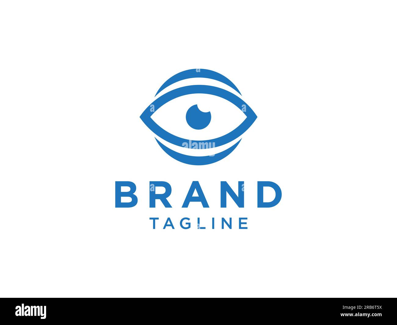 Abstract Eye Logo. Blue Linear Style with Square Frame isolated on ...