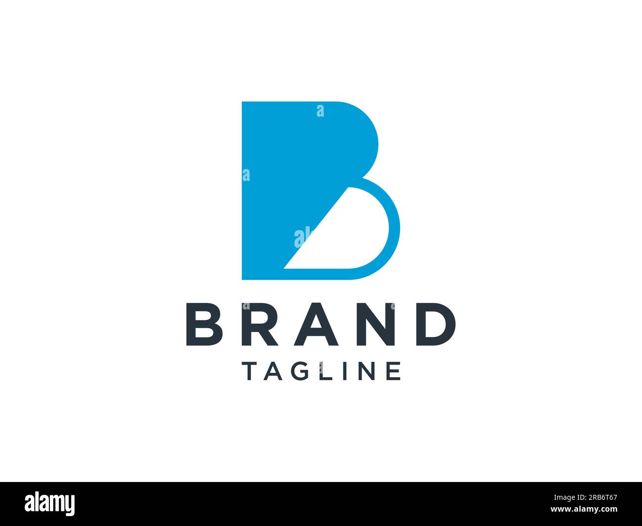 Abstract Initial Letter B Logo. Negative Space with Line Shape isolated on White Background ...