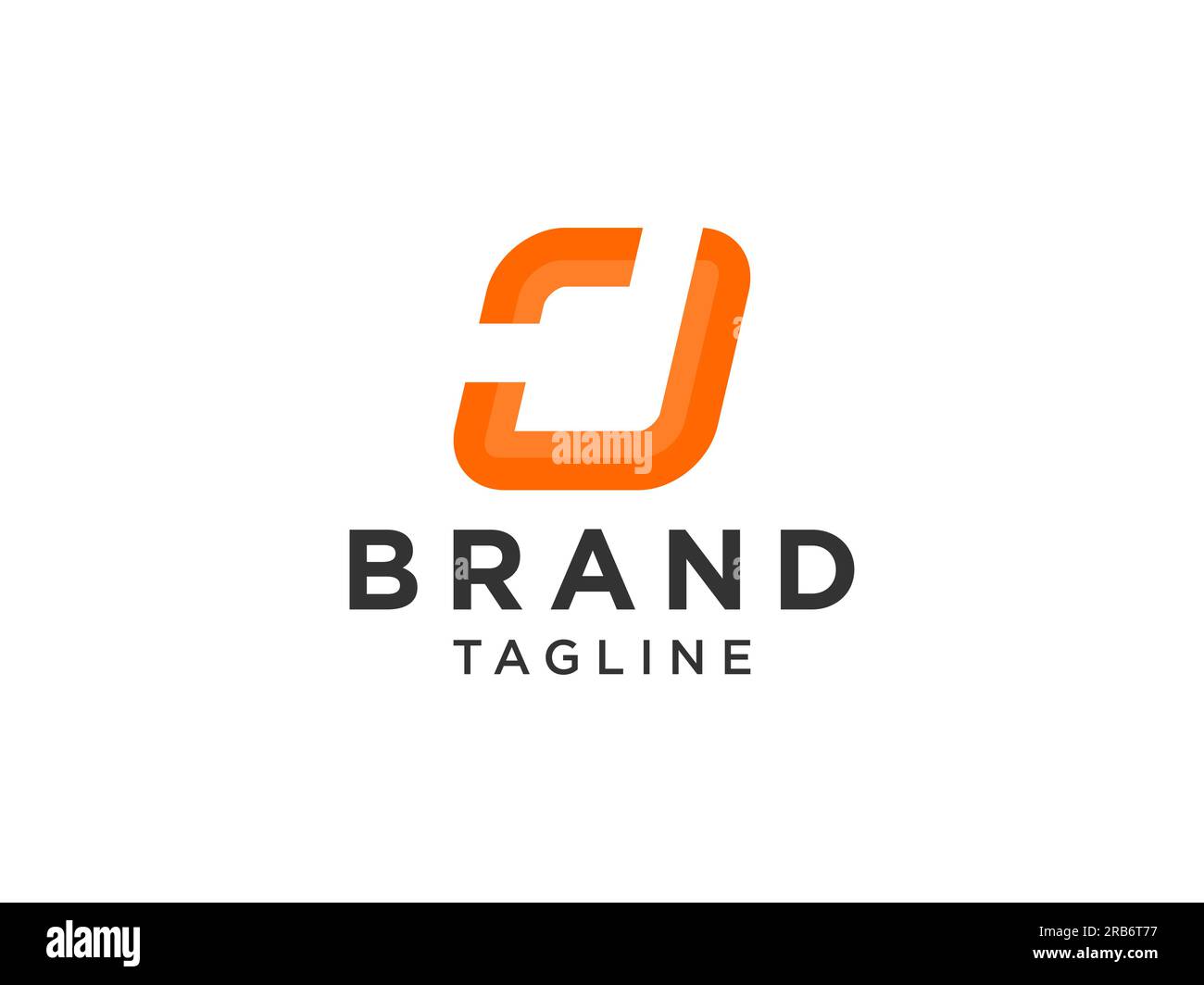 Abstract Initial Letter J Logo. Orange Linear Style isolated on White ...