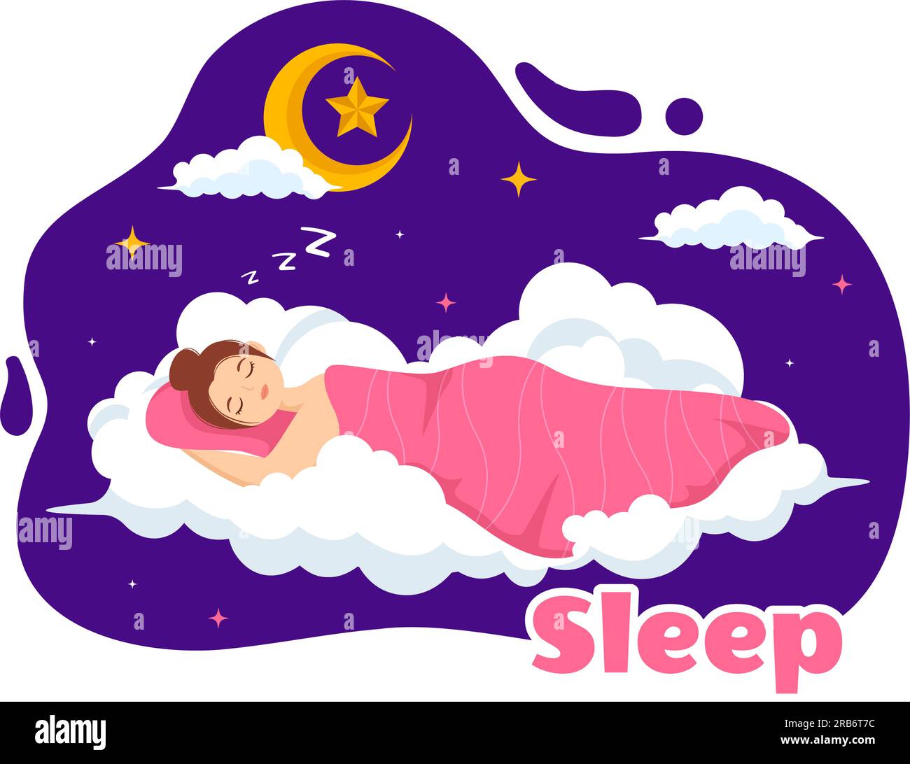 Sleep Vector Illustration with Happy Young Person is Fast Asleep and ...