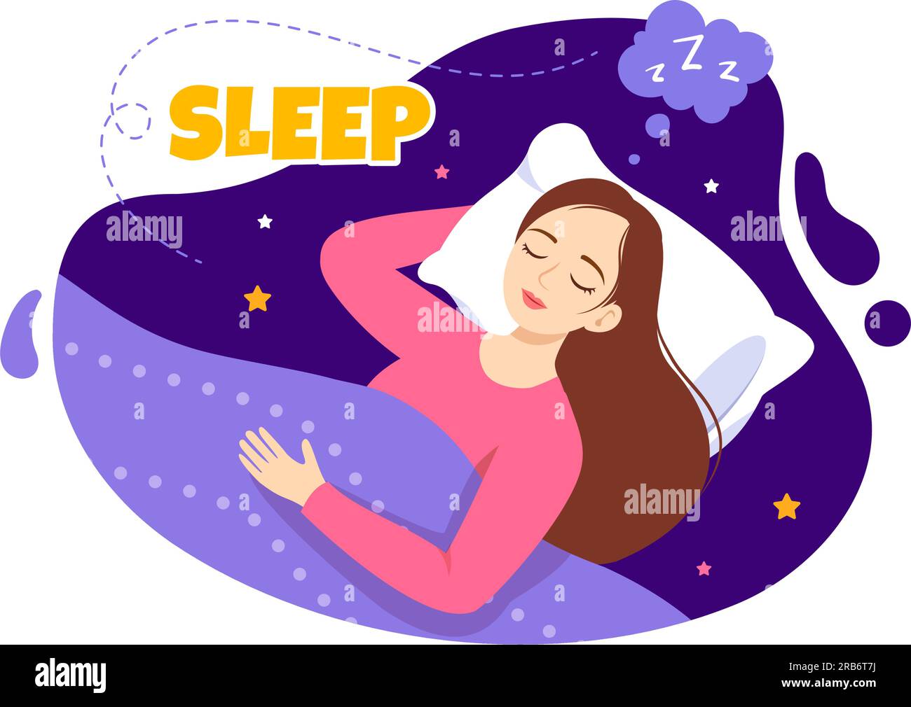 Sleep Vector Illustration with Happy Young Person is Fast Asleep and ...
