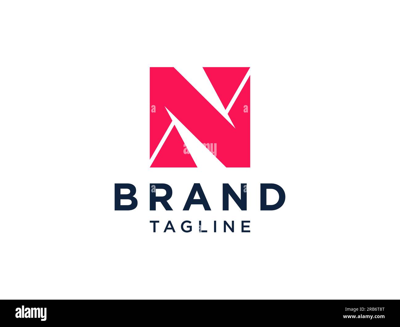 Abstract Initial Letter N Logo. Red Geometric Line Style isolated on ...