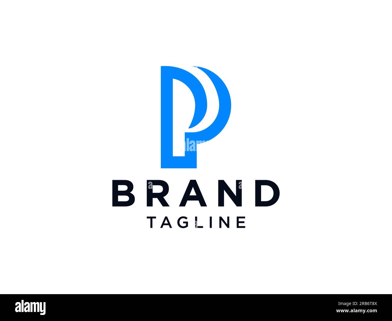 Abstract Initial Letter P Logo. Blue Geometric Shape isolated on White ...