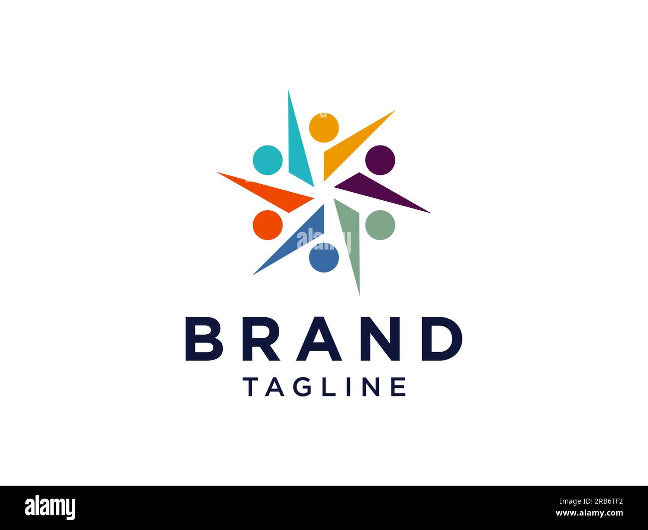 Colorful Star Icon Abstract People Logo isolated one white background ...