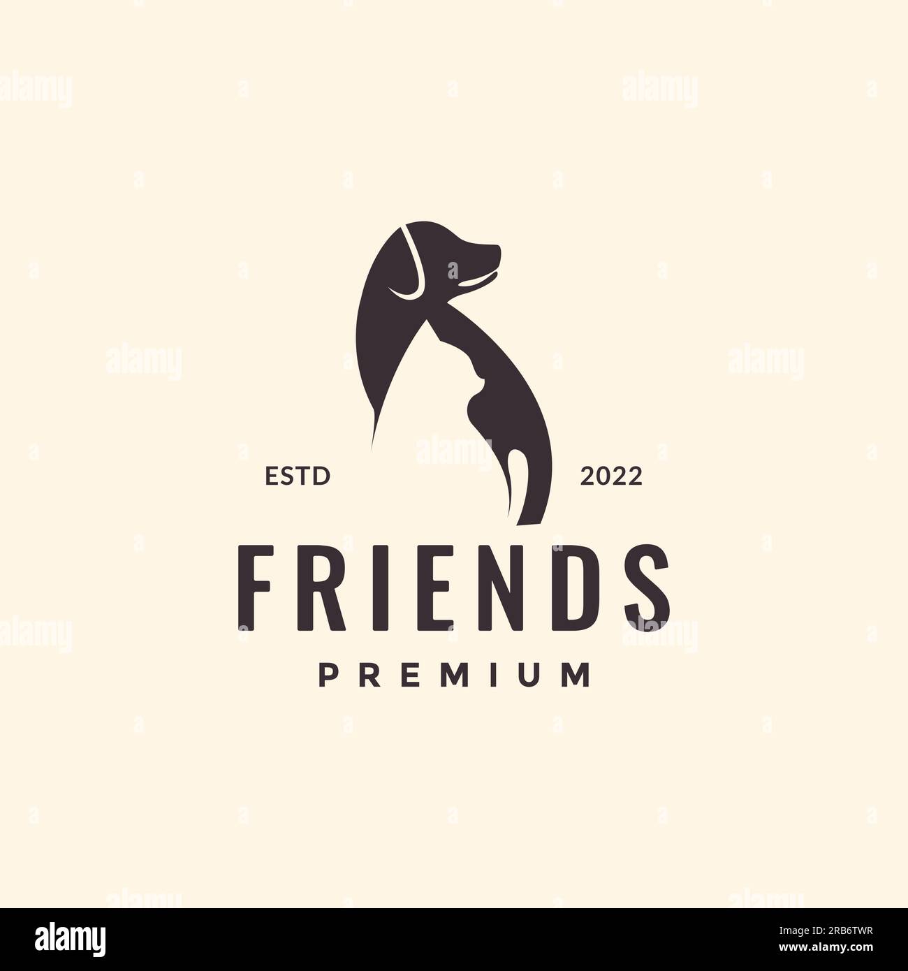 Dog and cat friends logo Stock Vector Images - Alamy