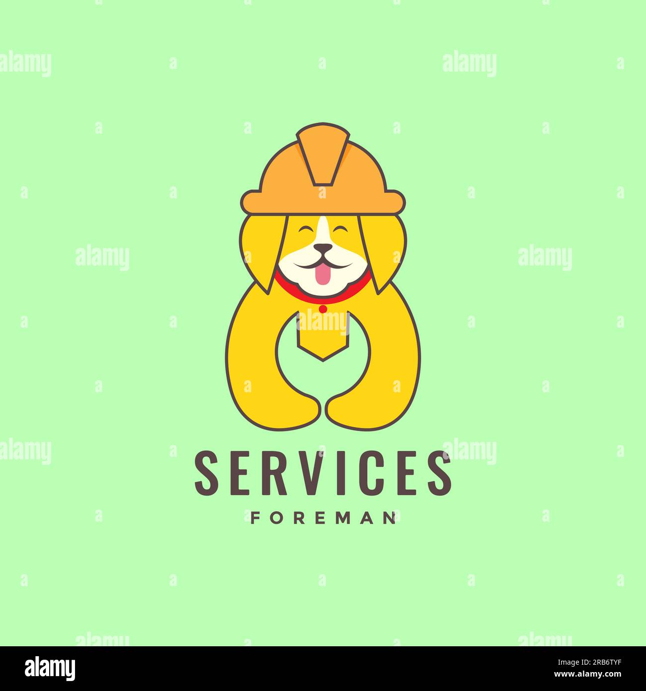 animal pets dog foreman services wrench mascot logo design vector Stock ...