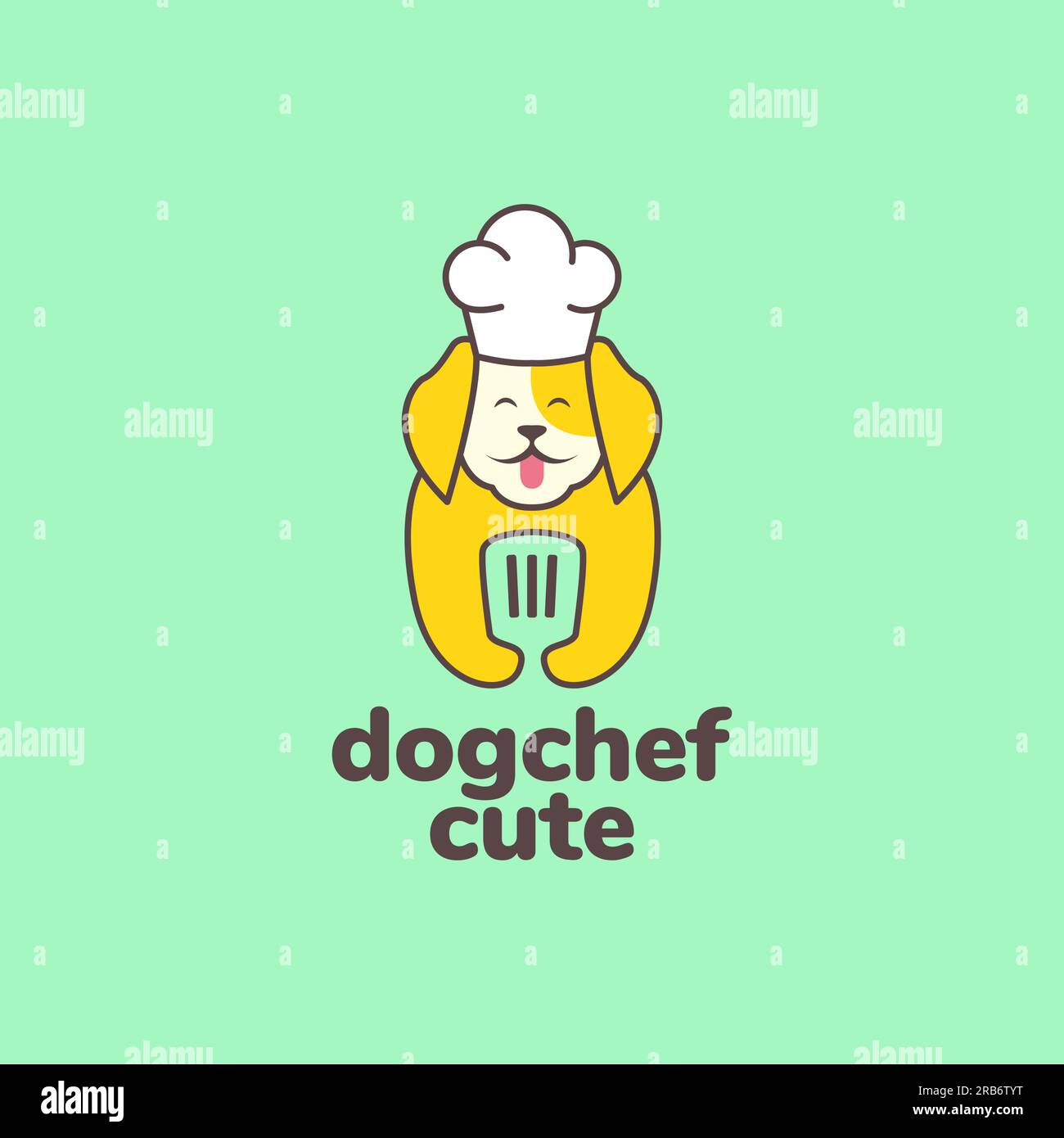 animal pets dog chef spatula cooking mascot cartoon cute logo design ...