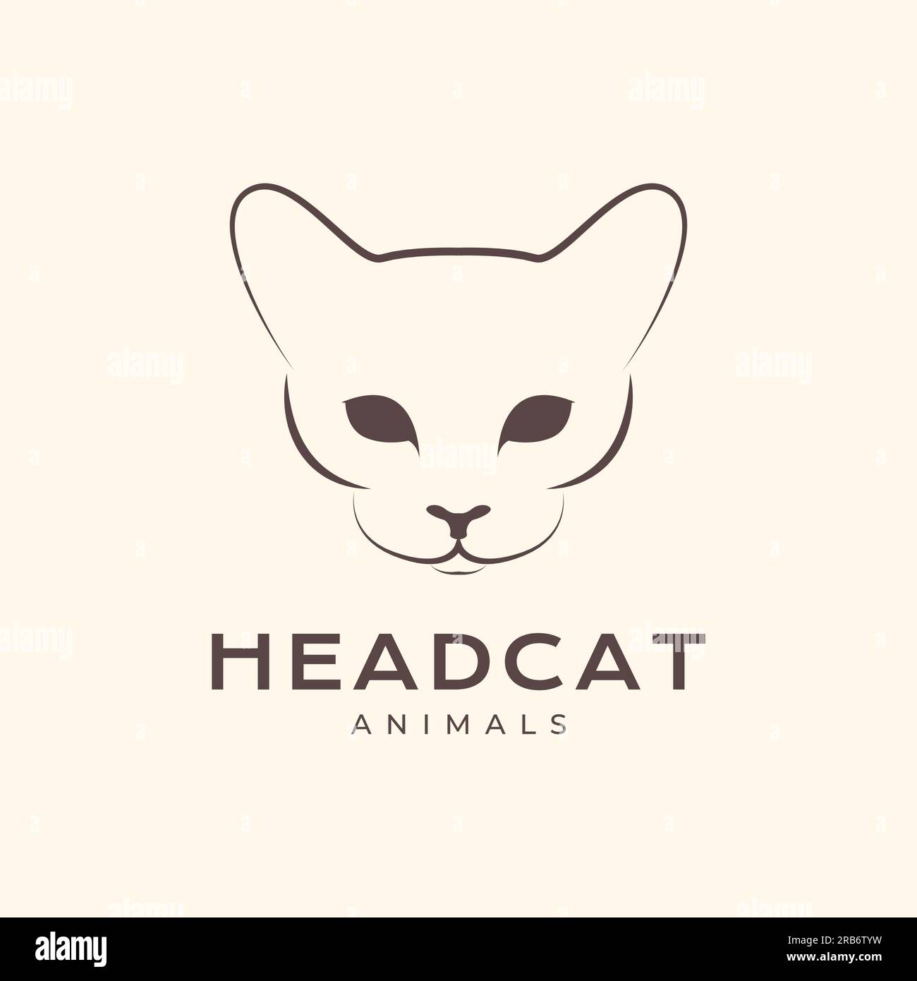animal pets cat kitten siamese breed head simple logo design vector ...