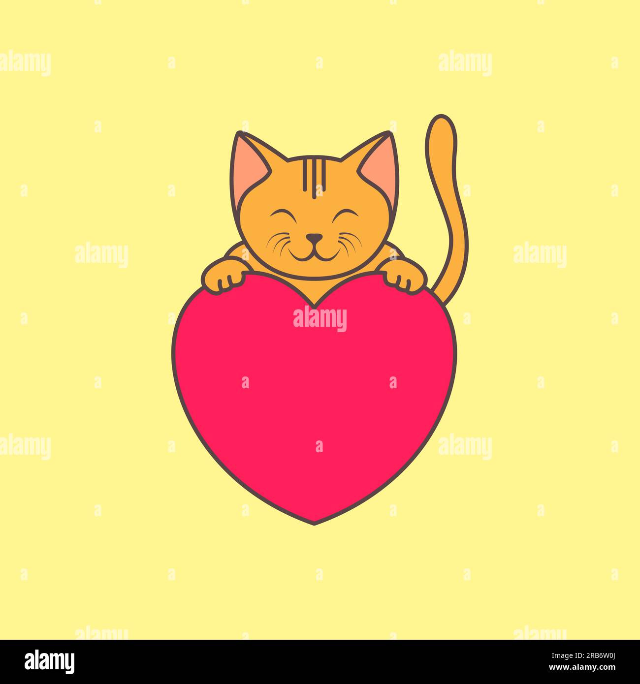 animal pets cat hug love heart care mascot cartoon logo design vector ...