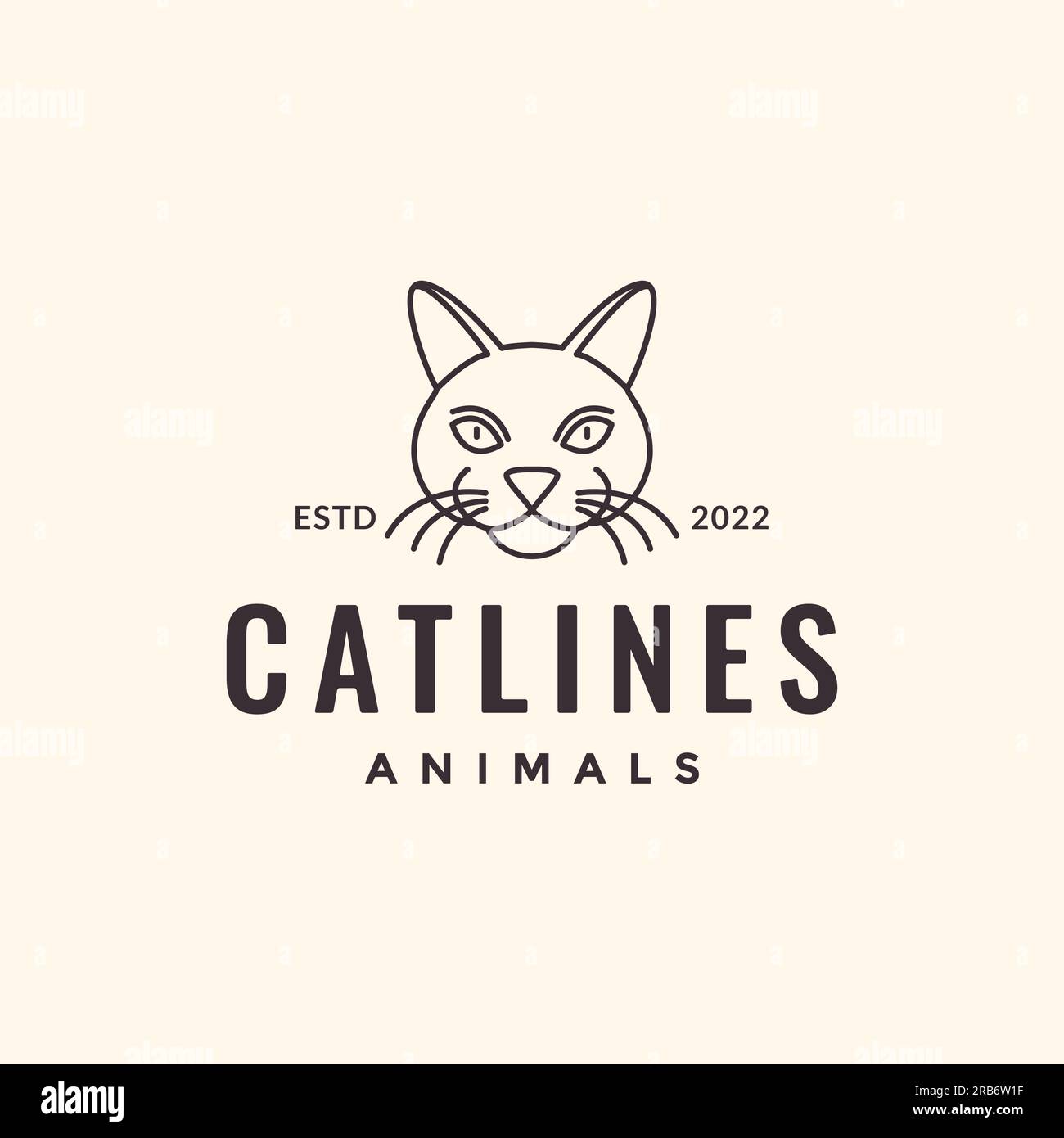 animal pets cat head mascot line art simple hipster logo design vector ...