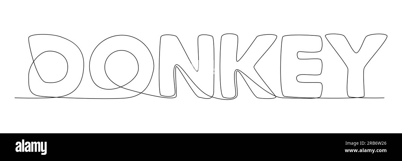 One continuous line of Donkey word. Thin Line Illustration vector ...