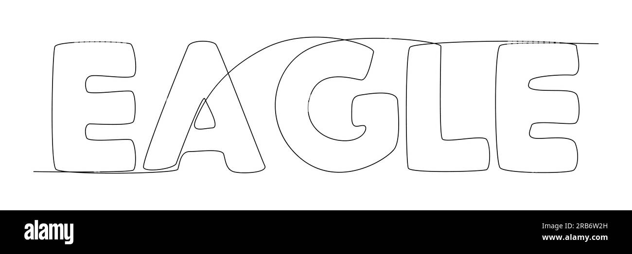 One Continuous Line Of Eagle Word Thin Line Illustration Vector