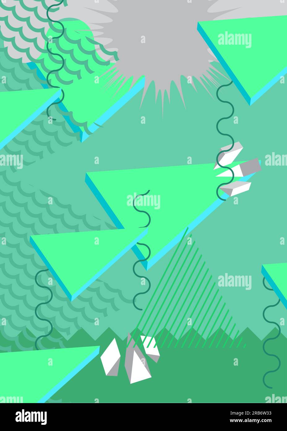 Turquoise and White deluxe geometric shapes background illustration ...