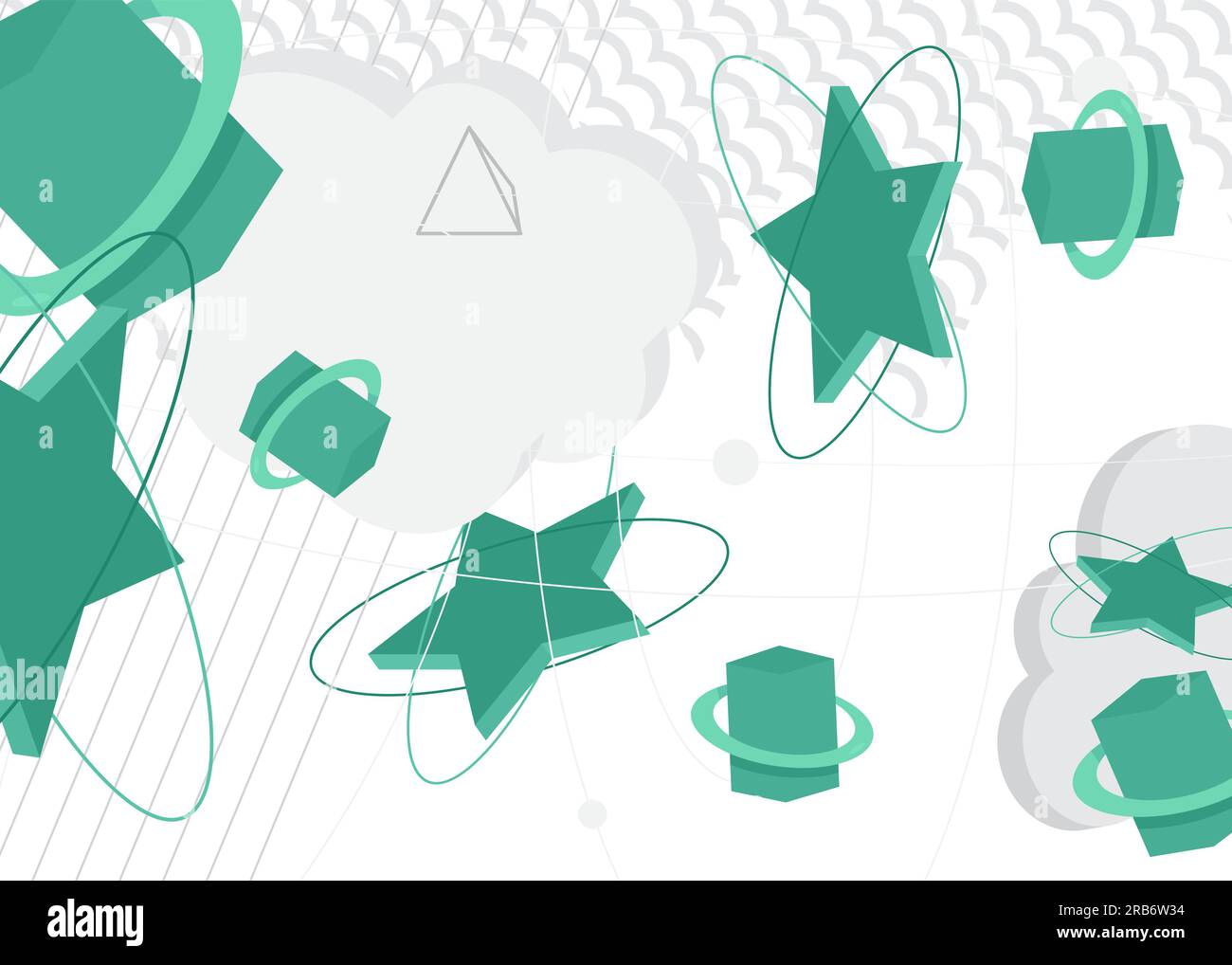 Turquoise and White deluxe geometric shapes background illustration ...