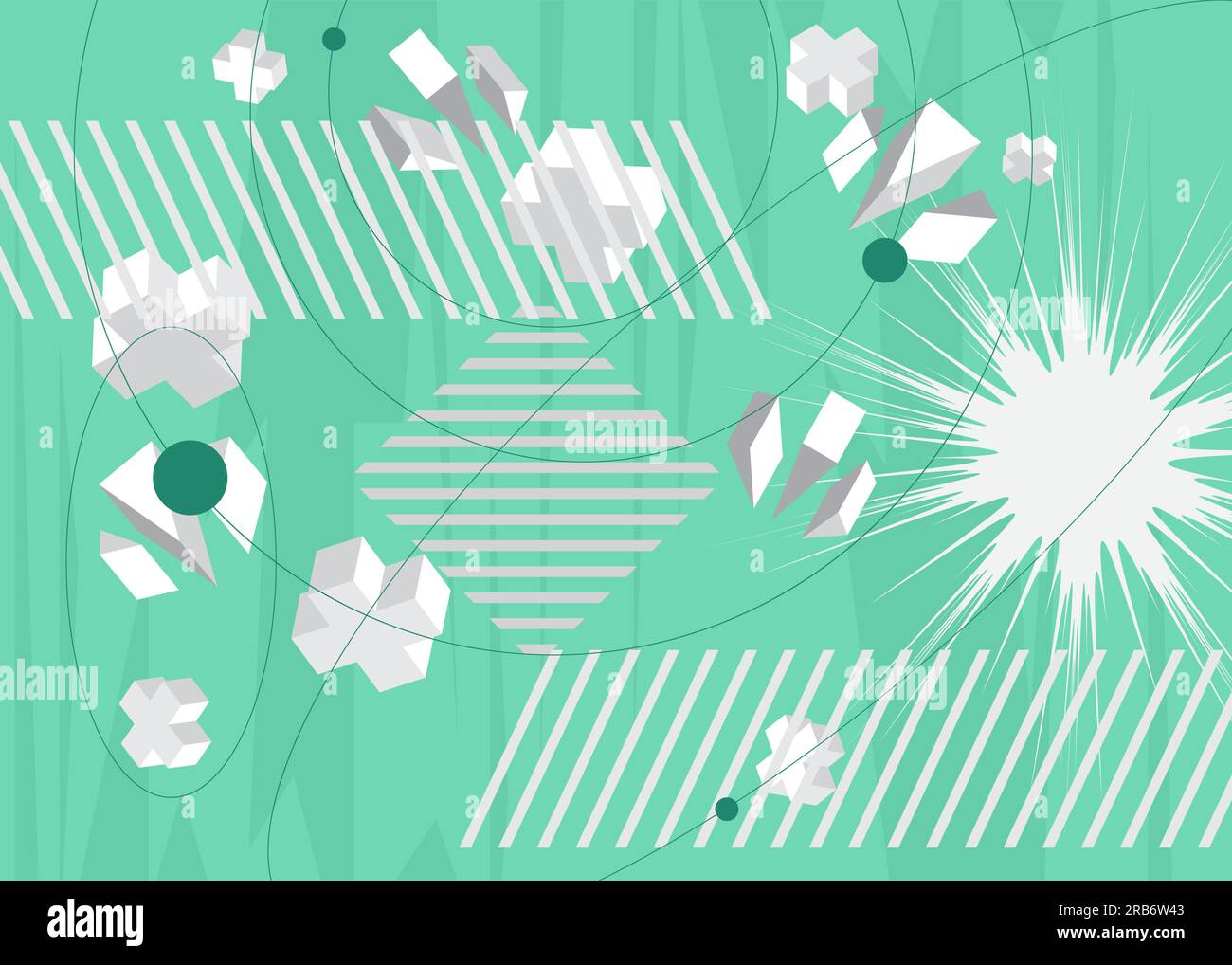 Turquoise and White deluxe geometric shapes background illustration ...