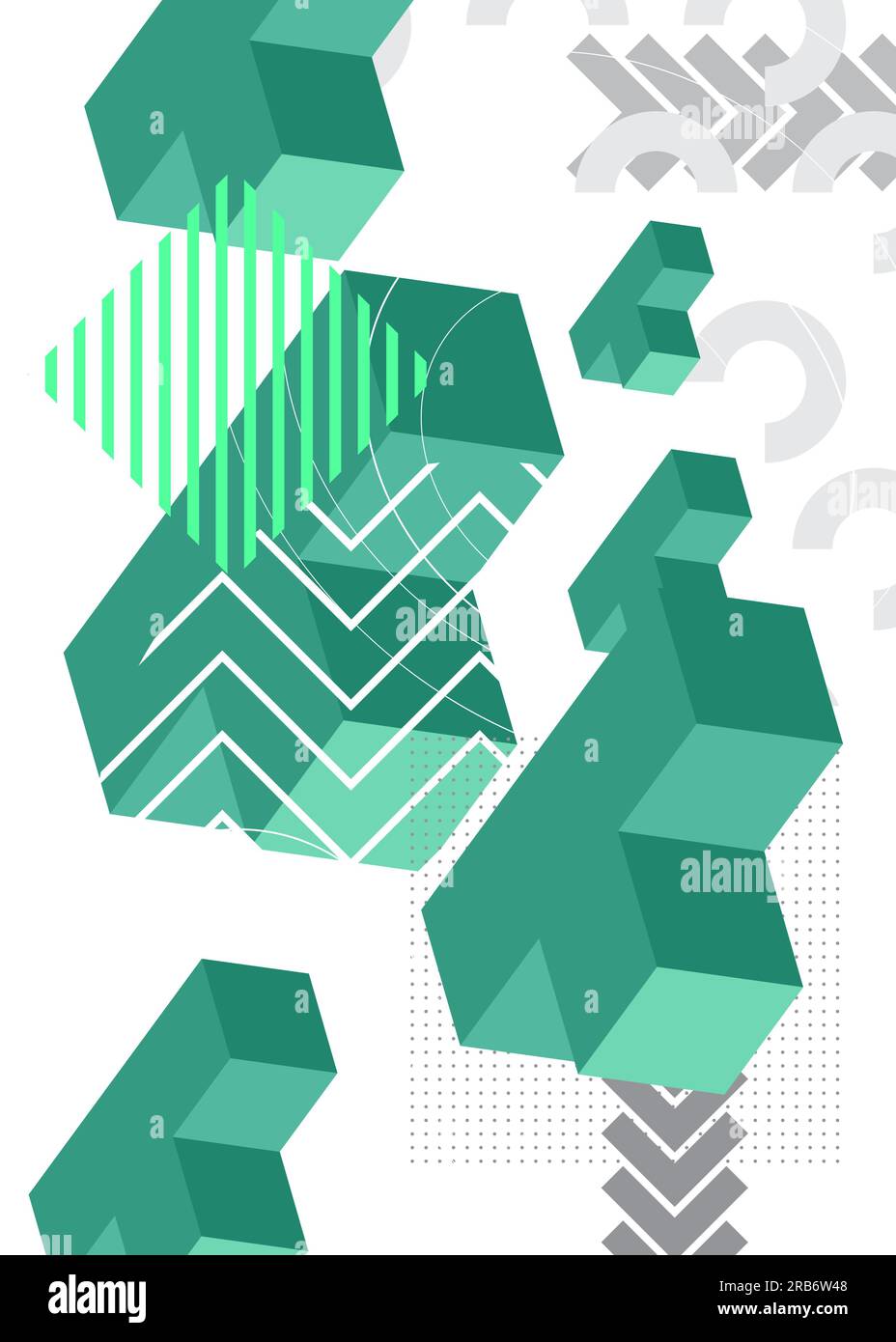 Turquoise and White deluxe geometric shapes background illustration ...