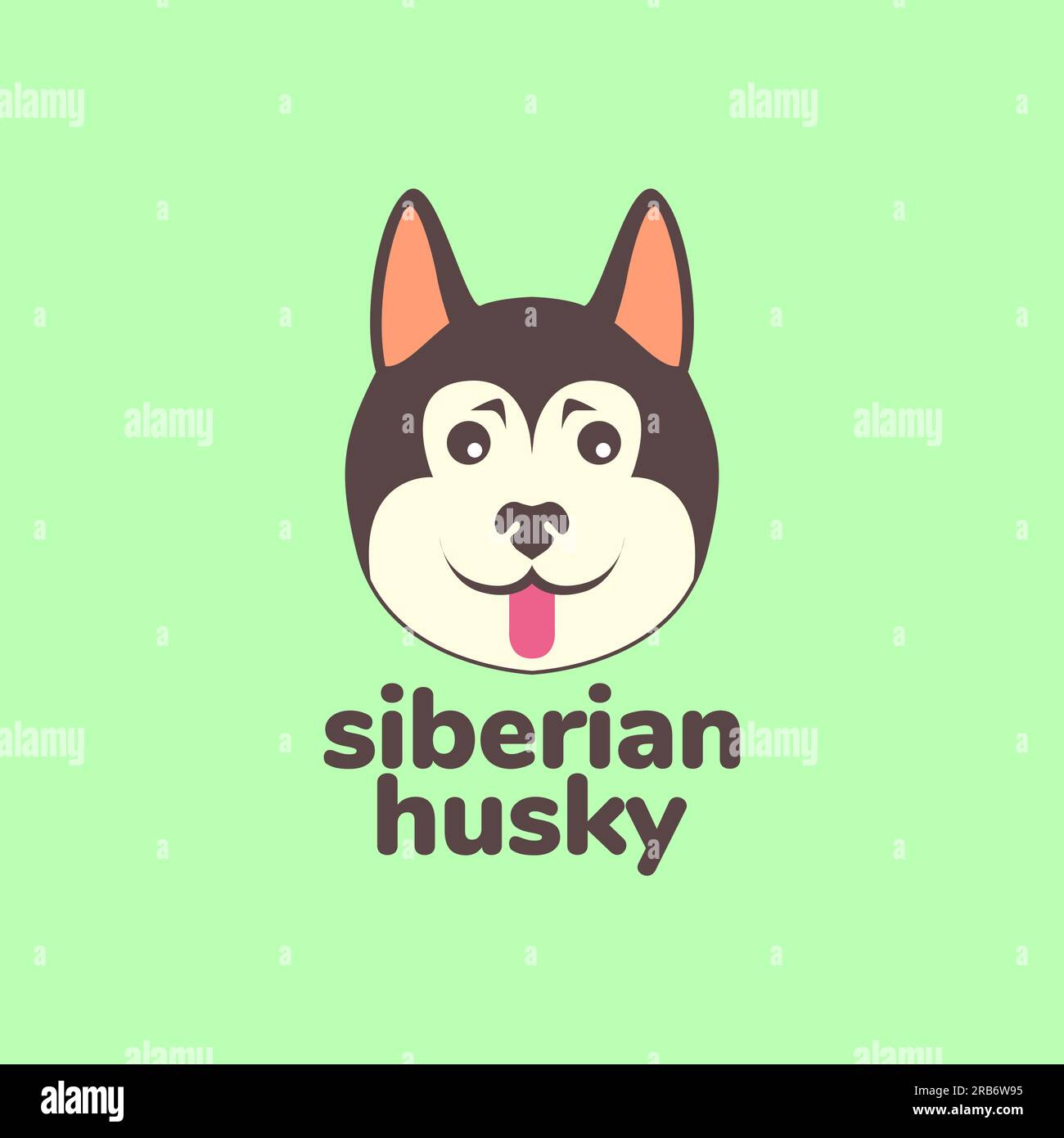 animal pets dog puppy siberian husky cute mascot cartoon logo design ...