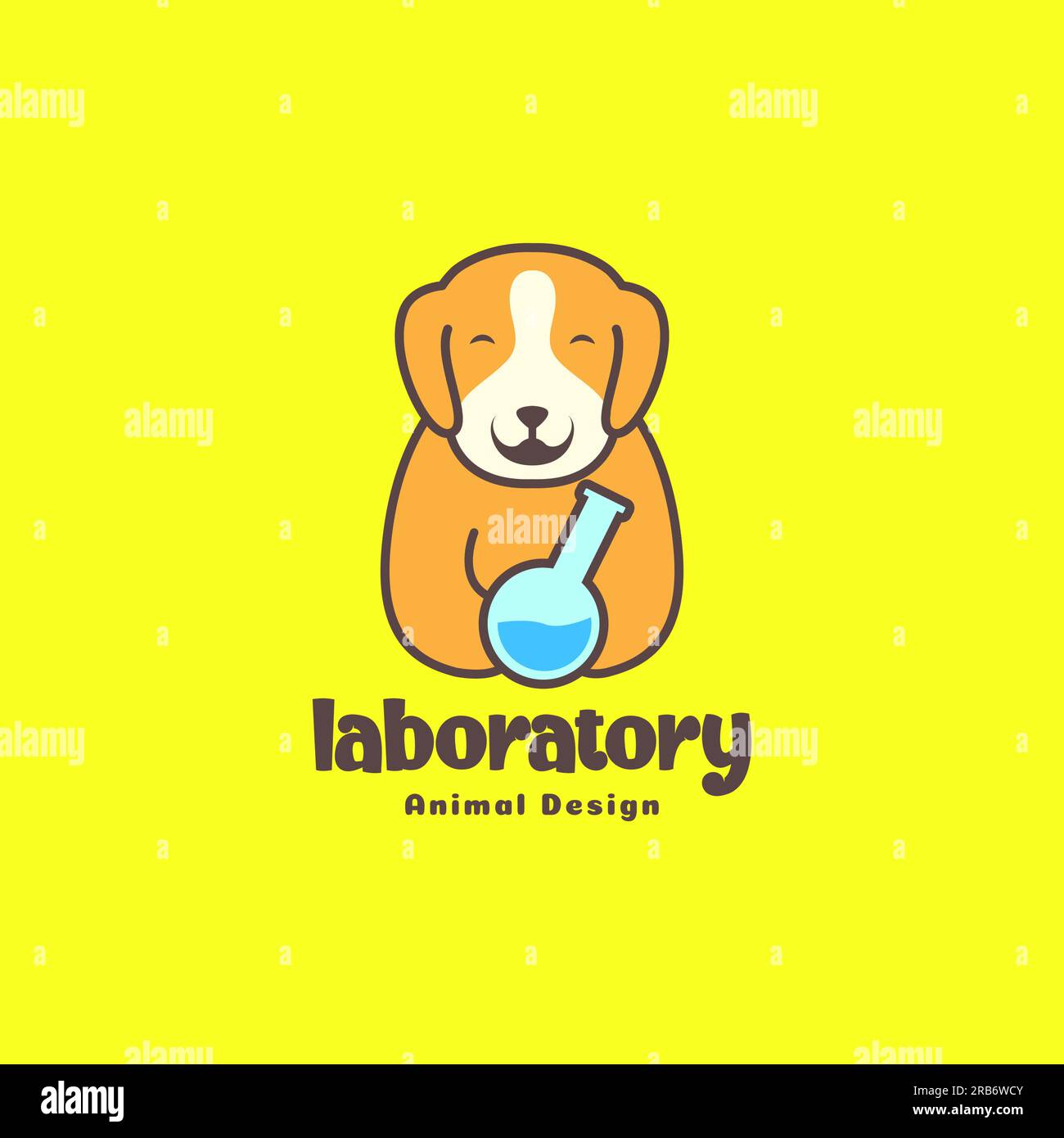 animal pets dog puppy laboratory glass mascot cartoon logo design ...