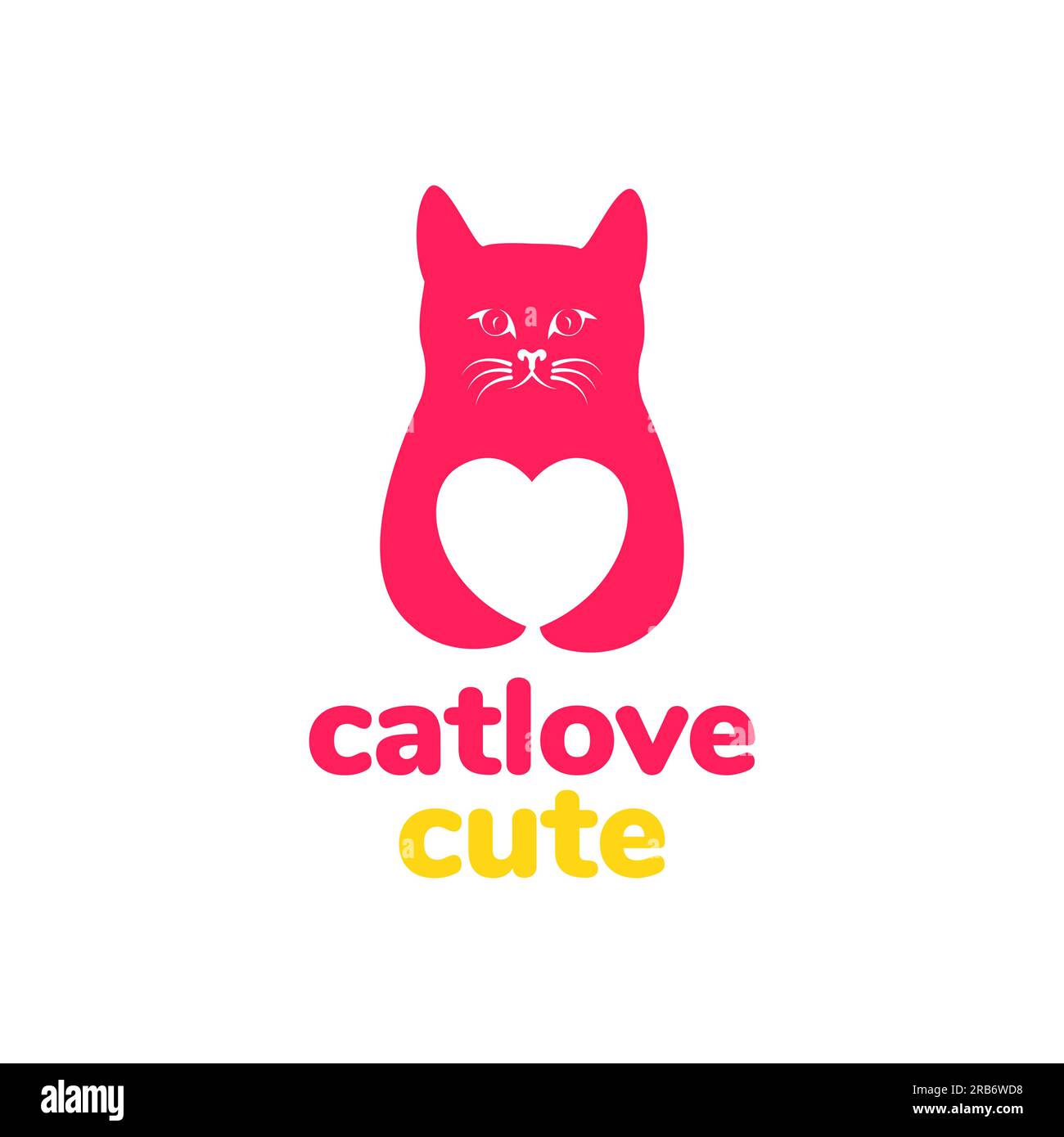 animal pets cat hug love heart mascot modern logo design vector Stock ...