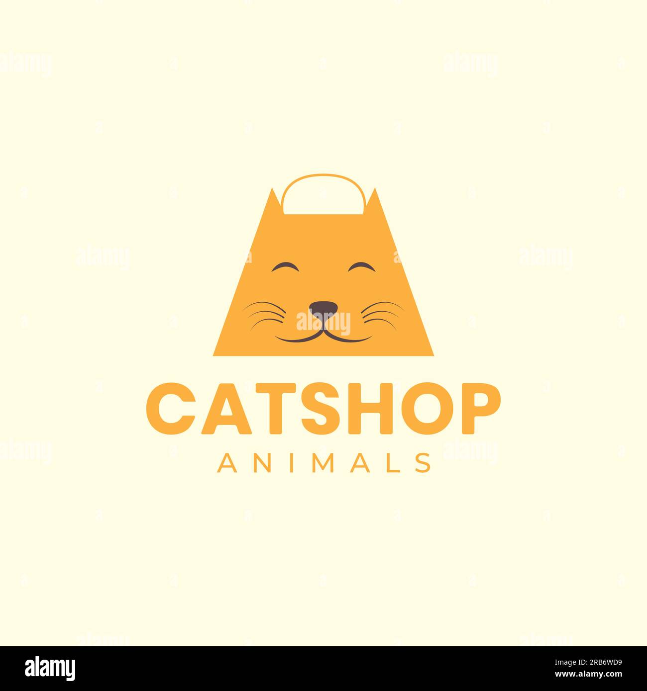 animal pets cat pet shop shopping bag mascot cartoon logo design vector ...