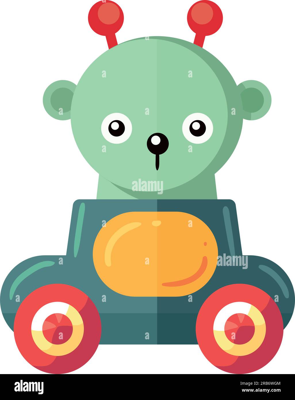 Cute robot toy, futuristic design, sitting on wheel Stock Vector Image ...