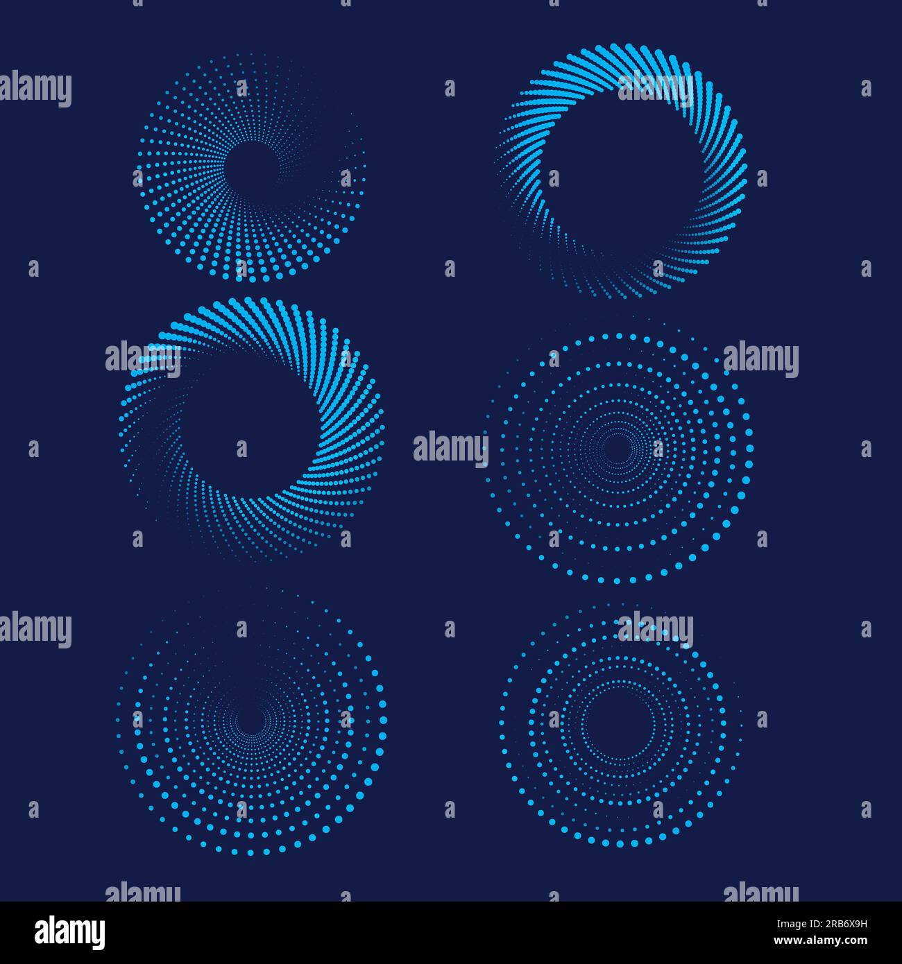 Halftone blue circle dot abstract background. Set of dotted circle dot ...