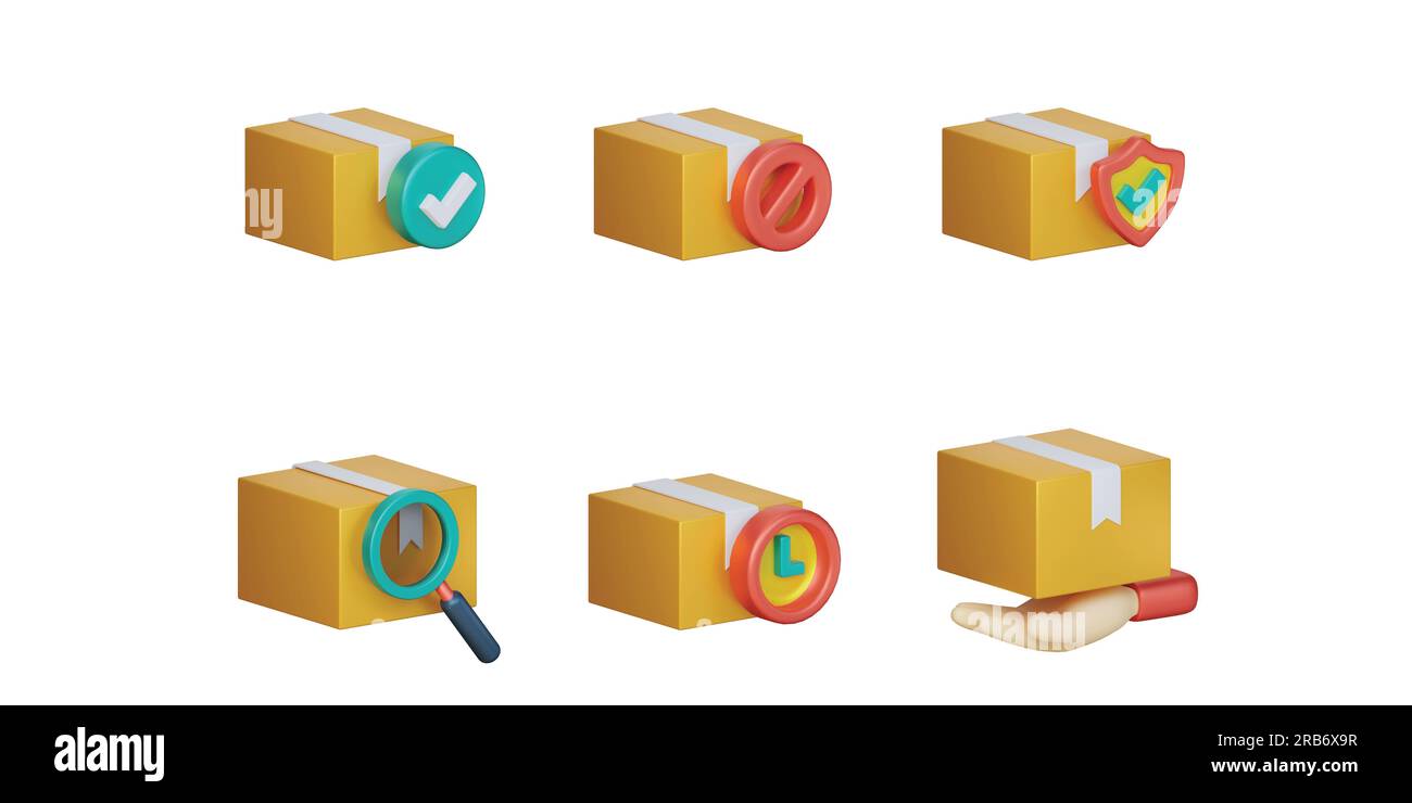 delivery notification icon, package success notification icon, denied ...