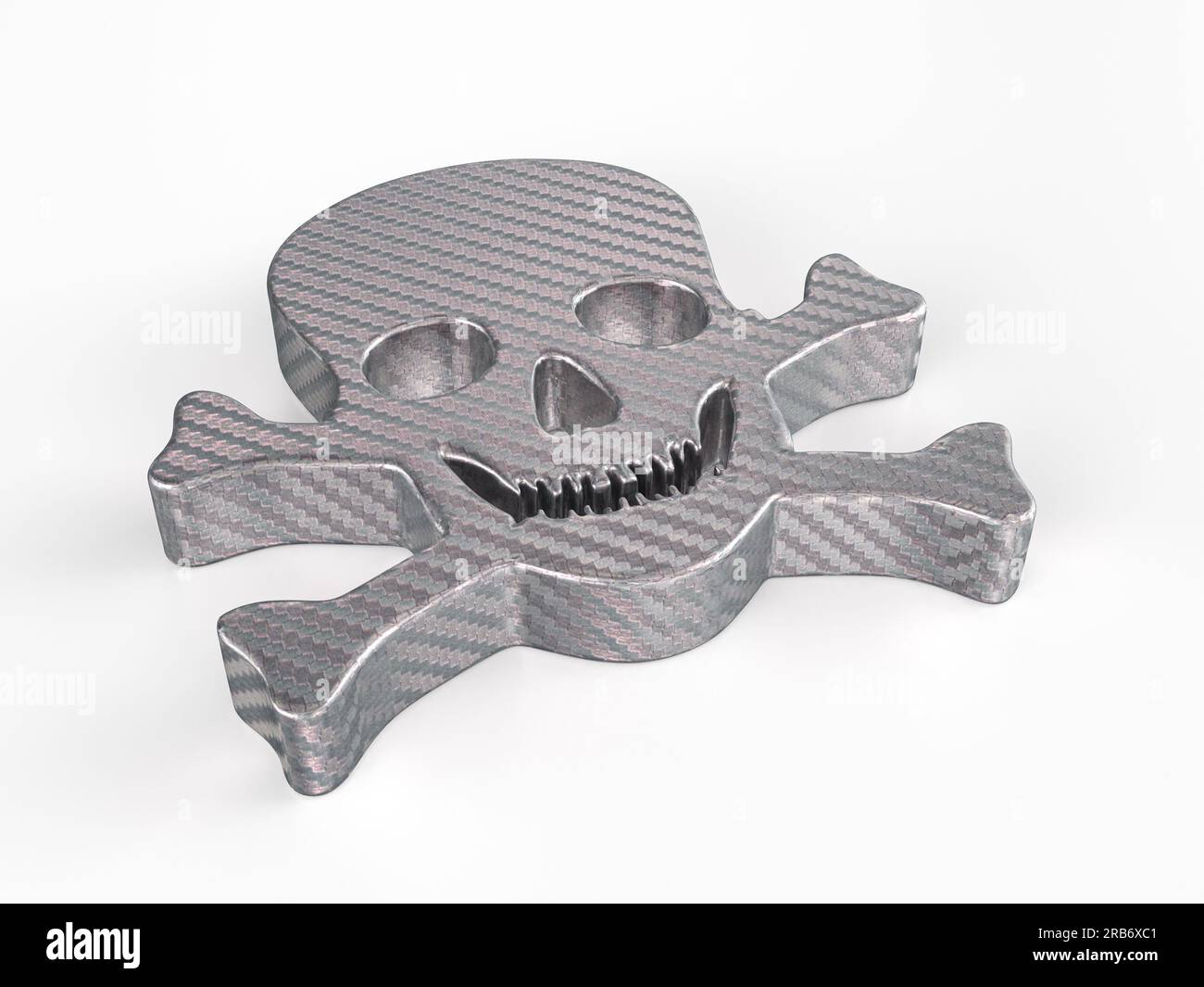 Holographic foil skull symbol on a white background. 3d illustration ...