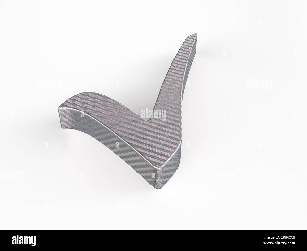 Holographic foil check mark symbol on a white background. 3d ...