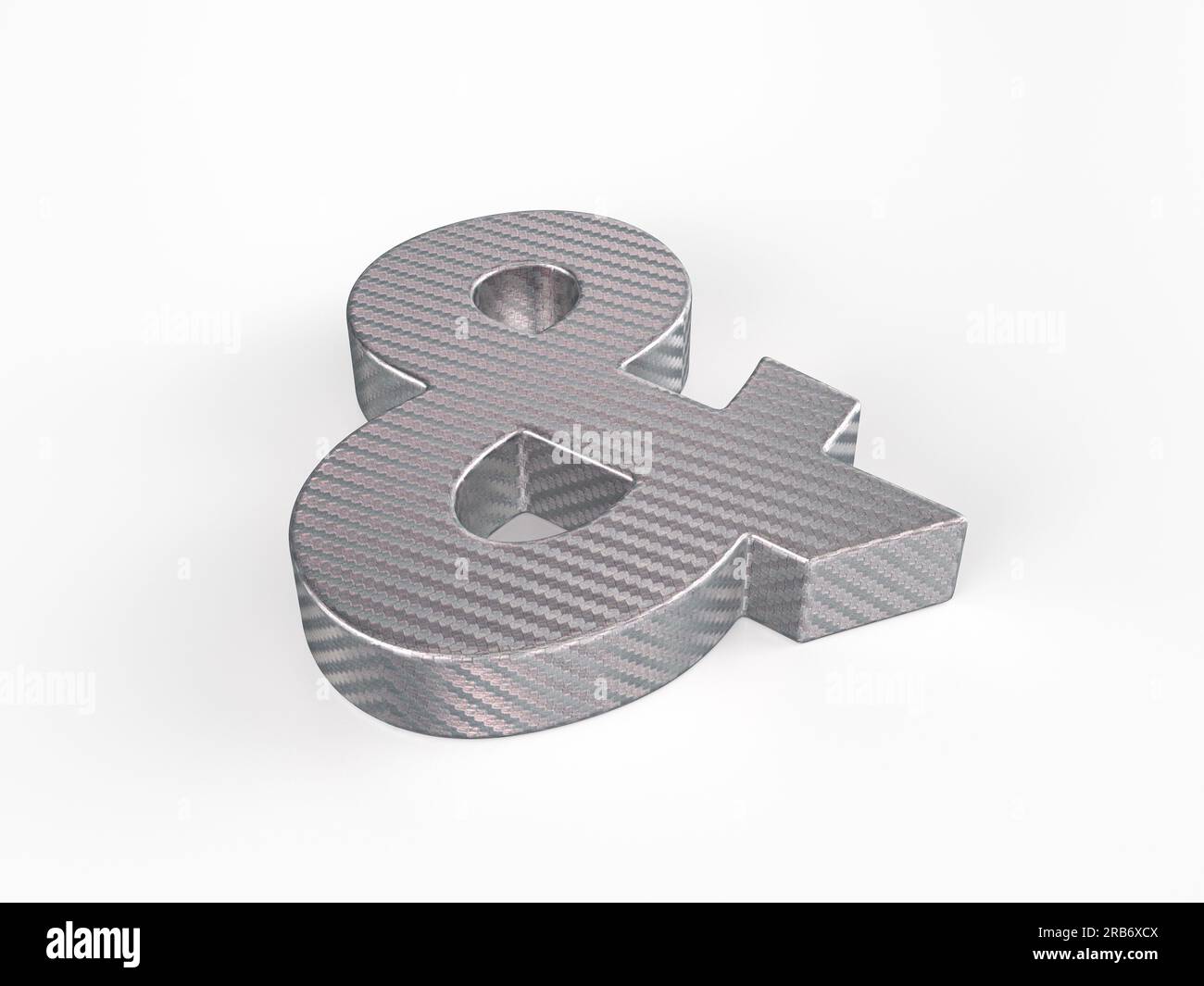 Holographic foil ampersand symbol on a white background. 3d ...
